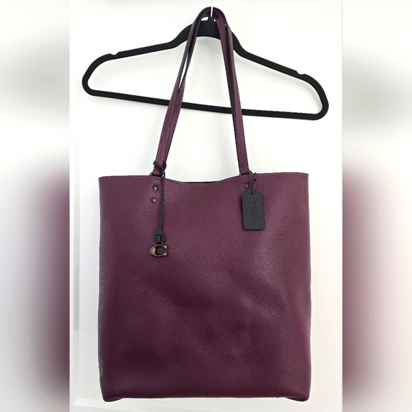 Coach | Bags | Coach Pebbled Leather Plaza Tote In Boysenberry | Poshmark